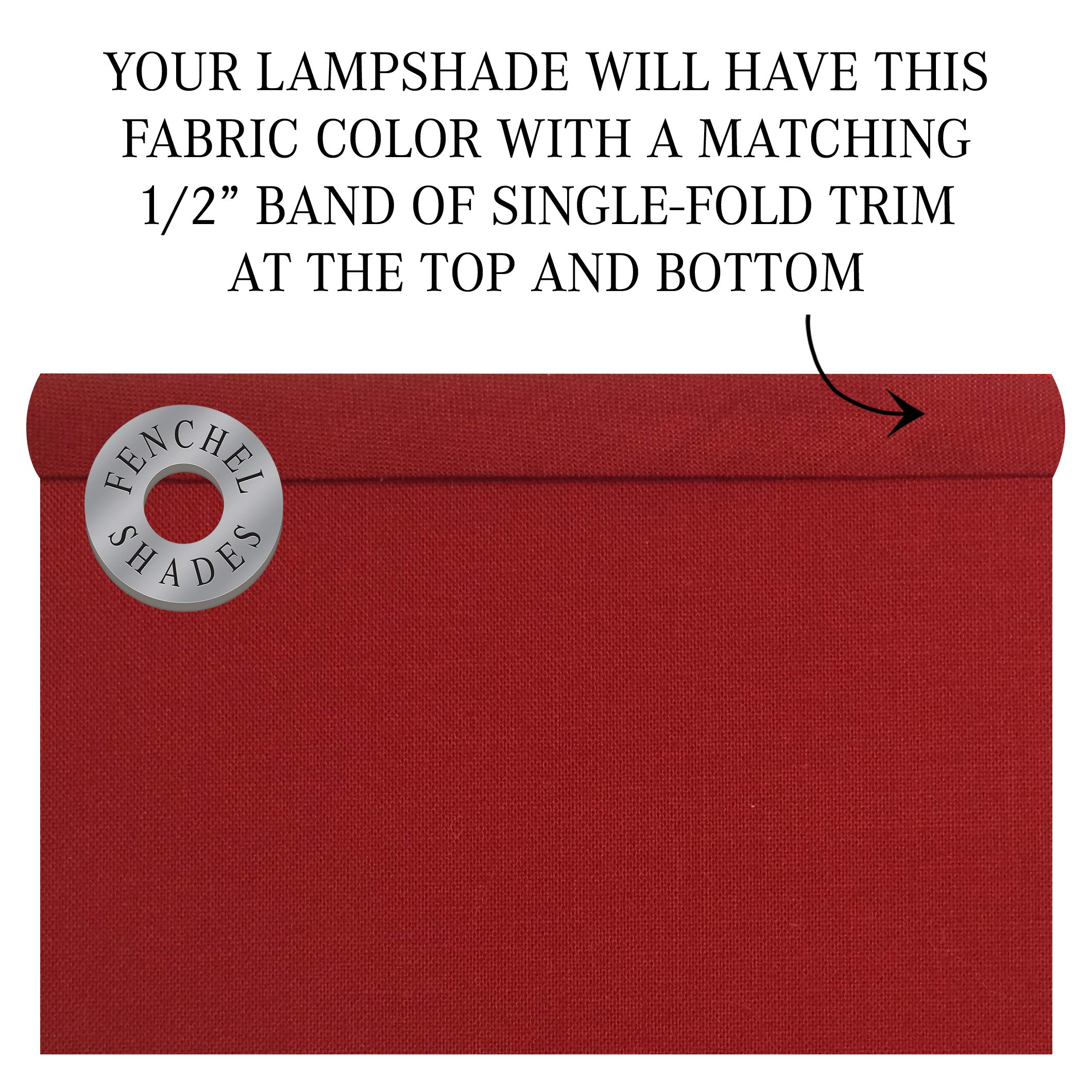 FenchelShades.com Lampshade 6" Top Diameter x 17" Bottom Diameter x 11" Slant Height with Washer (Spider) Attachment for Lamps with a Harp (Linen Rich Red)