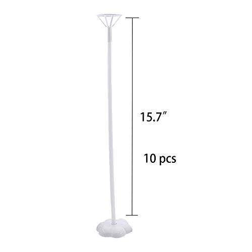 Set of 10 Balloon Stick Stand Table Balloon Stand Kit Reusable Balloon Column Holder with Balloon Pole Desktop Stand Base Support Holder for Wedding Birthday Party Supplies (White)