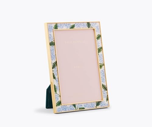 RIFLE PAPER CO. Hydrangea 4x6 Picture Frame For Special Photos With Friends And Family, Stylized Pattern Single Photo Frame For Desks, Cabinets, And Nightstands