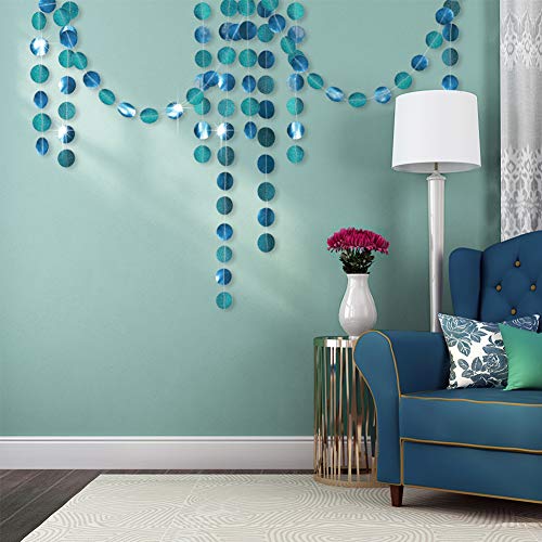 Glitter Teal Blue Star Garland Blue for Party Decorations Hanging Dot Banner Streamer Backdrop Decor for Wedding Birthday Bday Engagement Bridal Shower Bachelorette Graduation Party Supplies