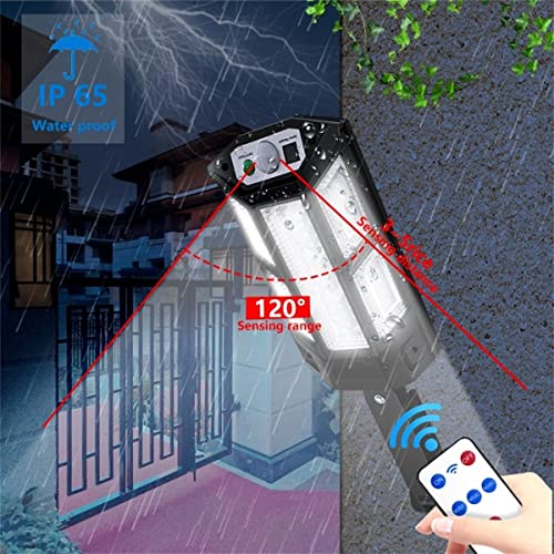 LED Outdoor Solar Street Light,with Remote Control & PIR Motion Sensor,Dusk to Dawn Security LED Street Light Solar for Square, Yard, Garden,Basketball Court,B