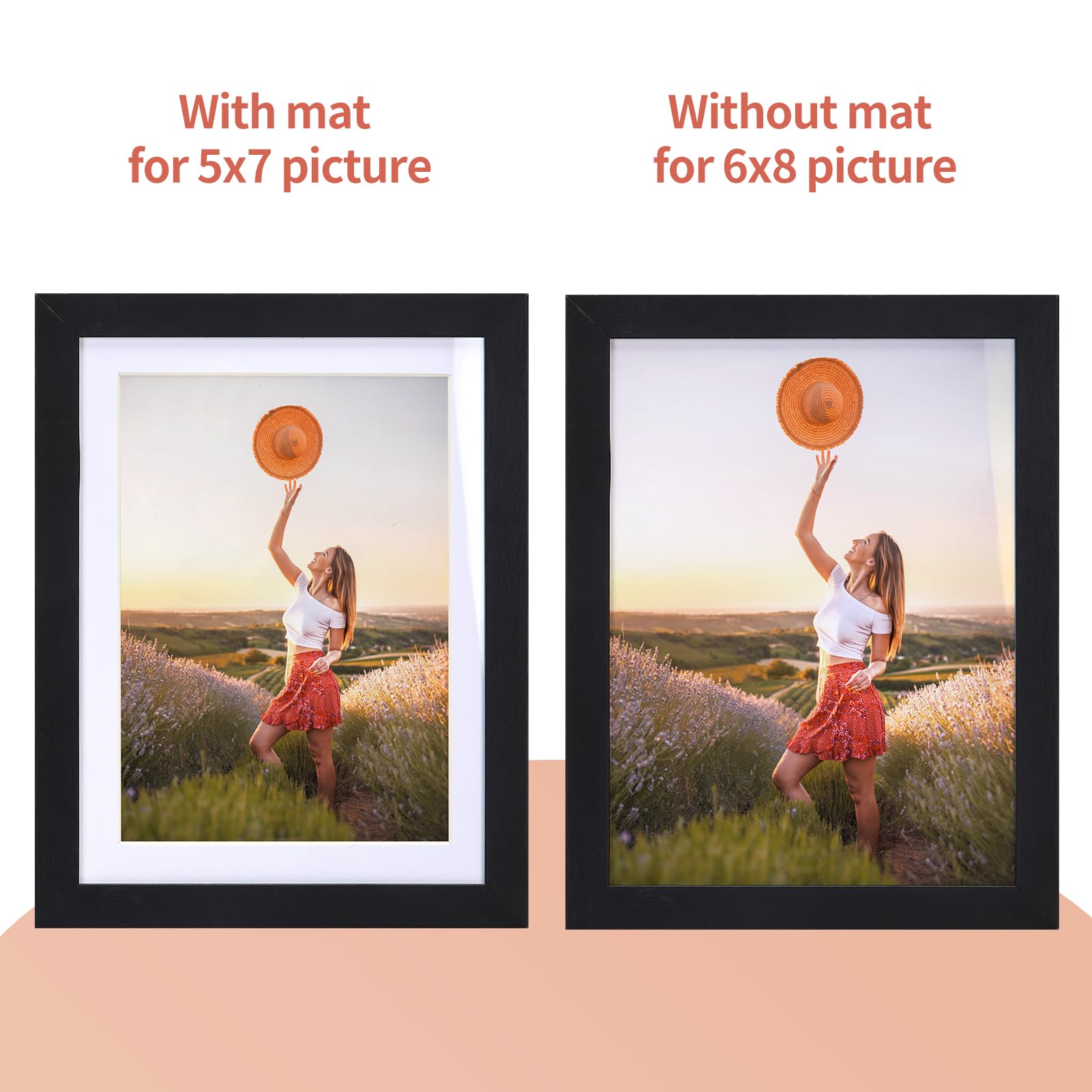 Lyeasw 5x7 Picture Frame Black Set of 15, Display Pictures 6x8 without Mat or 5x7 with Mat, Multi Photo Frames for Wall or Tabletop