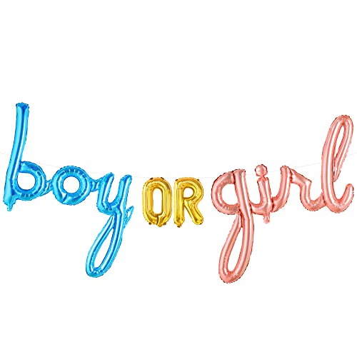 KatchOn, Boy or Girl Script Balloon - 36 Inch | Gender Reveal Foil Balloons for Gender Reveal Decorations | Boy or Girl Gender Reveal Party Supplies | Boy or Girl Balloons, Baby Shower Decorations