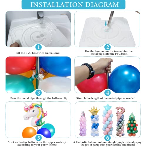 Balloon Column Stand Kit Set of 2 for Floor, SOFTTIME Balloon Tower Kit with Heavy Base, Adjustable 78"Balloon Pillar Kit with Metal Pole for Birthday, Wedding, Baby Shower, Party Decorationā¦