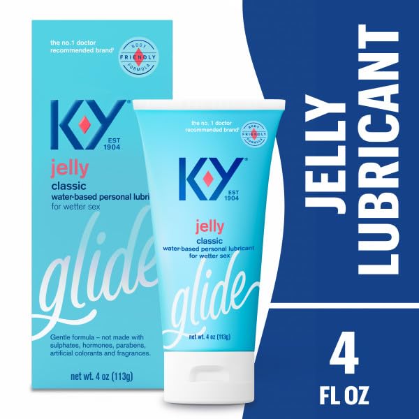 K-Y Jelly Lube, Personal Lubricant, Water-Based Formula, Safe to Use with Latex Condoms, For Men, Women and Couples, 4 FL OZ (Pack of 1)