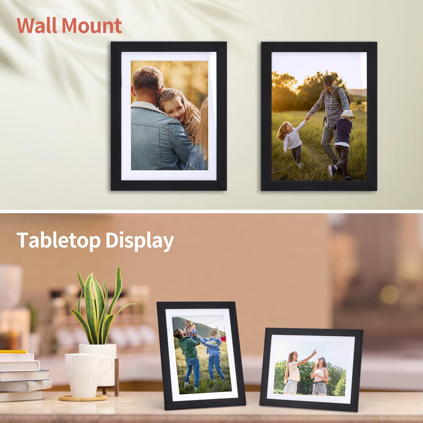Lyeasw 5x7 Picture Frame Black Set of 15, Display Pictures 6x8 without Mat or 5x7 with Mat, Multi Photo Frames for Wall or Tabletop
