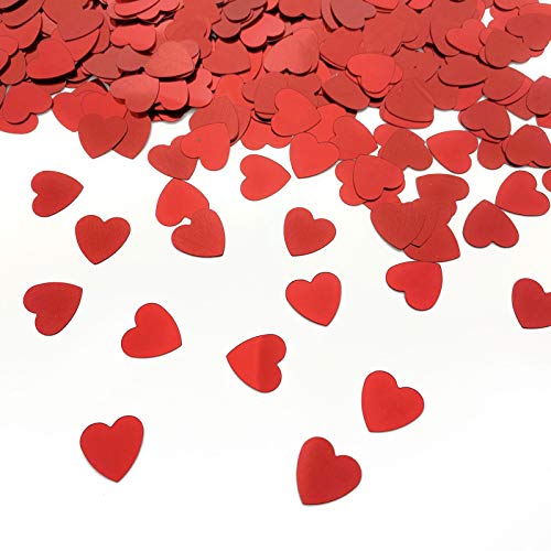 Heart Confetti Red Valentine's Day Table Confetti Metallic Foil for Party Wedding Happy Birthday Baby Showe Bridal Shower Festival Theme Party Decorations Supplies 1.6oz / 1000 Pieces(Red)