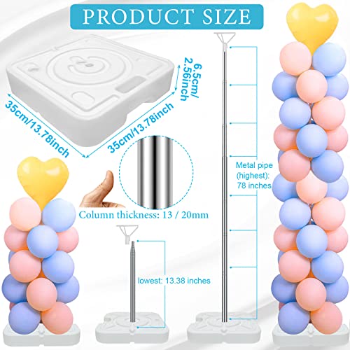 Balloon Column Stand Kit Set of 2 for Floor, SOFTTIME Balloon Tower Kit with Heavy Base, Adjustable 78"Balloon Pillar Kit with Metal Pole for Birthday, Wedding, Baby Shower, Party Decorationā¦