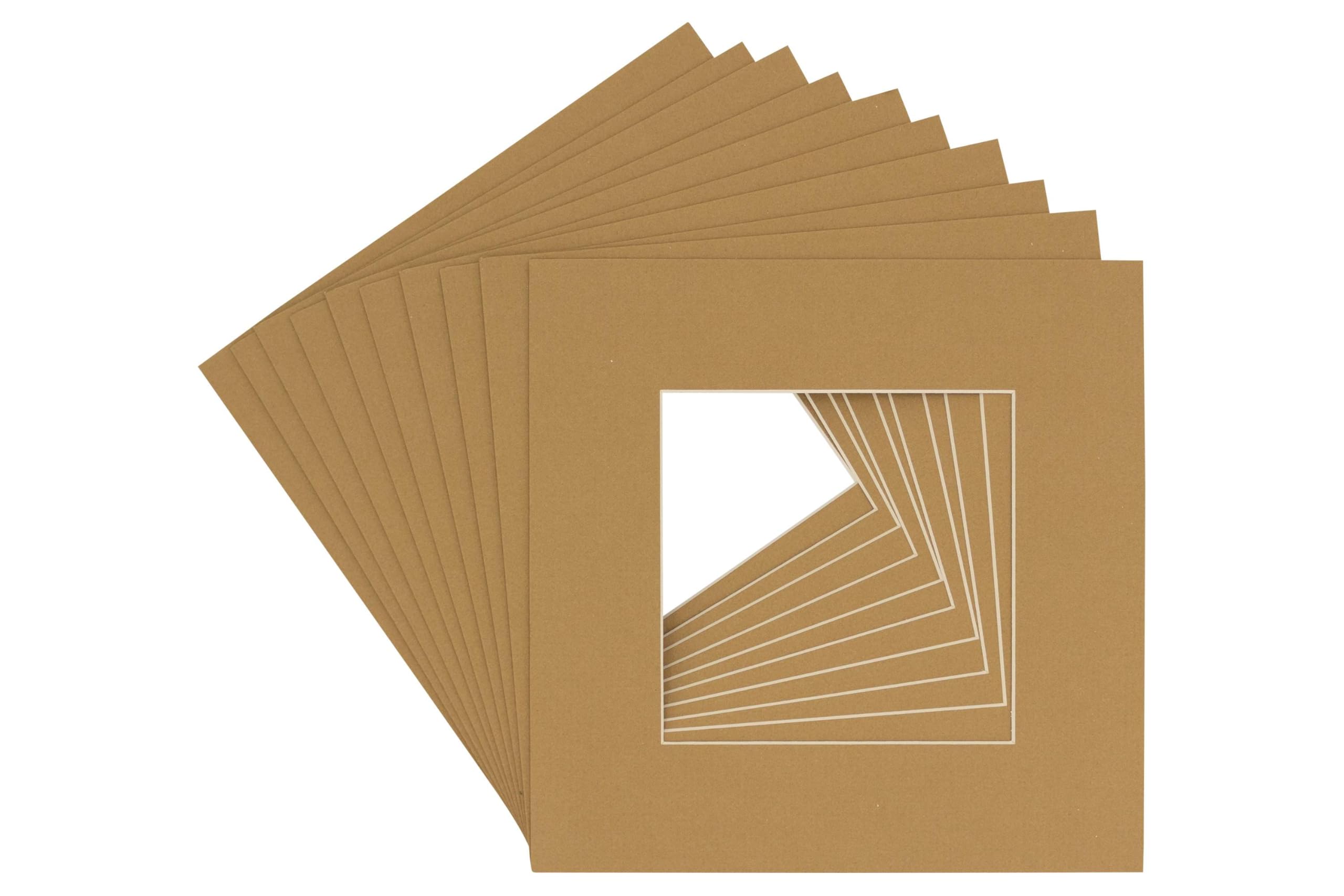 8x8 Mat for 12x12 Frame - Precut Mat Board Acid-Free Rattan Beige 8x8 Photo Matte For a 12x12 Picture Frame, Premium Matboard for Family Photos, Show Kits, Art, Picture Framing, Pack of 25 Mats