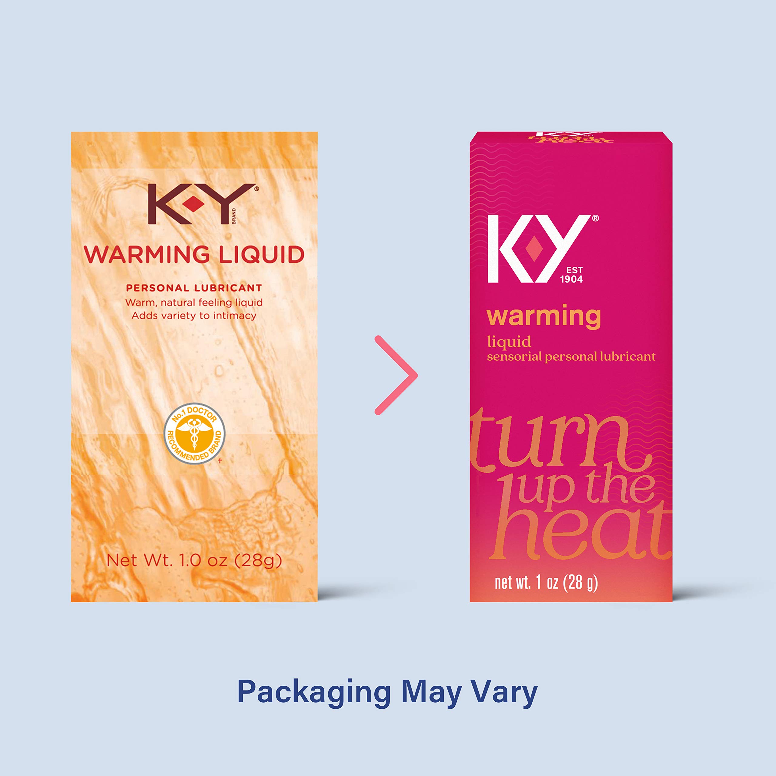 K-Y Warming Liquid Lube, Sensorial Personal Lubricant, Glycerin Based Formula, Safe to Use with Latex Condoms, For Men, Women and Couples, 1 Oz (Pack of 4)