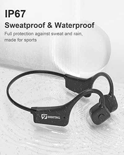 9 DIGITAL Bone Conduction Headphones Bluetooth, Built-in Qualcomm 3024 Chip, Wireless Open Ear Headphones with Mic, IP67 Sport Waterproof Earbuds,Sweatproof Headset for Workouts,Running, Cycling, Gym