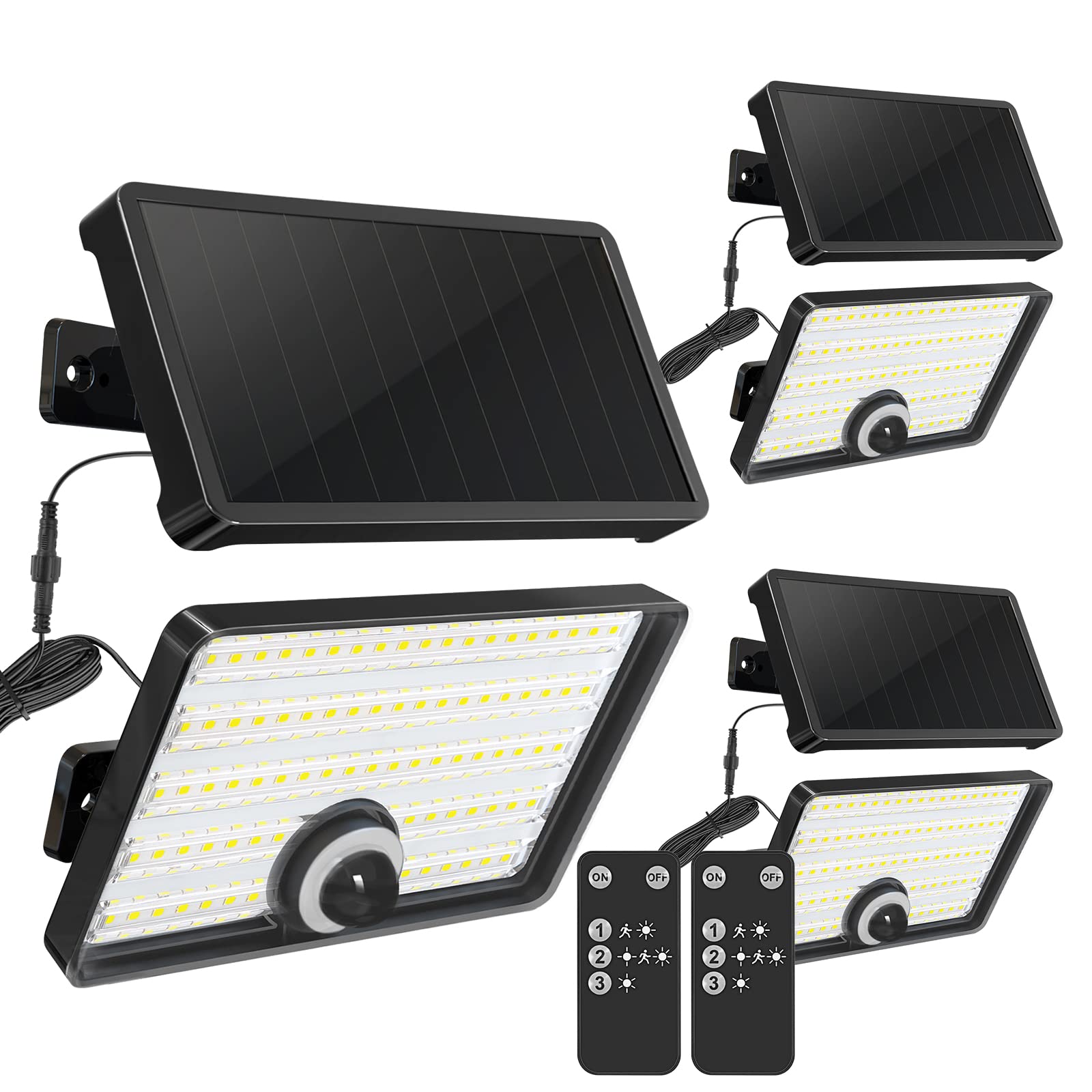 3Pack Solar Lights Outdoor,2000 Lumens 88 LED Solar Powered Motion Sensor Flood Lights Security with Remote ,Wall lights Dusk to Dawn Sensor Lights Waterproof for Door Shed Patio Barn Garden Garage