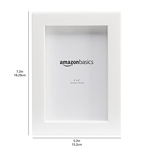 Amazon Basics Rectangular Photo Picture Frame, 4" x 6", Pack of 5, White