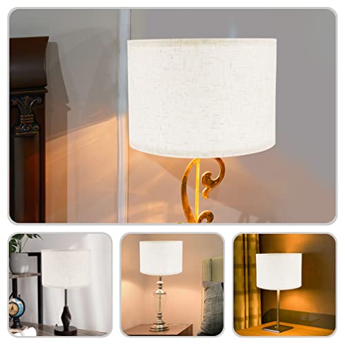 BESPORTBLE Lamp Shades, Small Lampshades 7.9 Top, Drum Lampshades, Natural White Linen Lampshades Hand Crafted Shades Replacement for Table Lamp, Floor Lamp