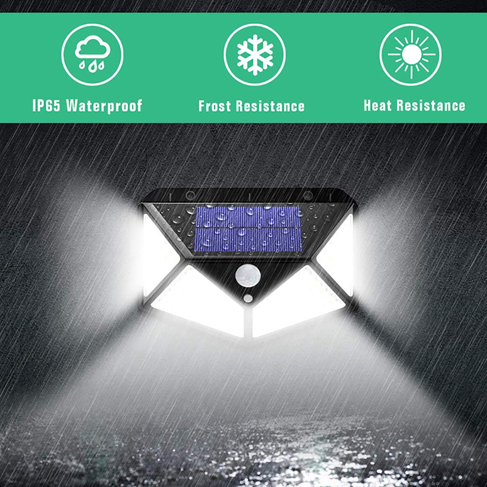 TEDATATA Solar Wall Lights 120 LED, 270°Wide Angle, IP65 Waterproof, Wireless Motion Sensor Wall Lights, for Front Door, Backyard, Steps, Garage, Garden, 4 Packs