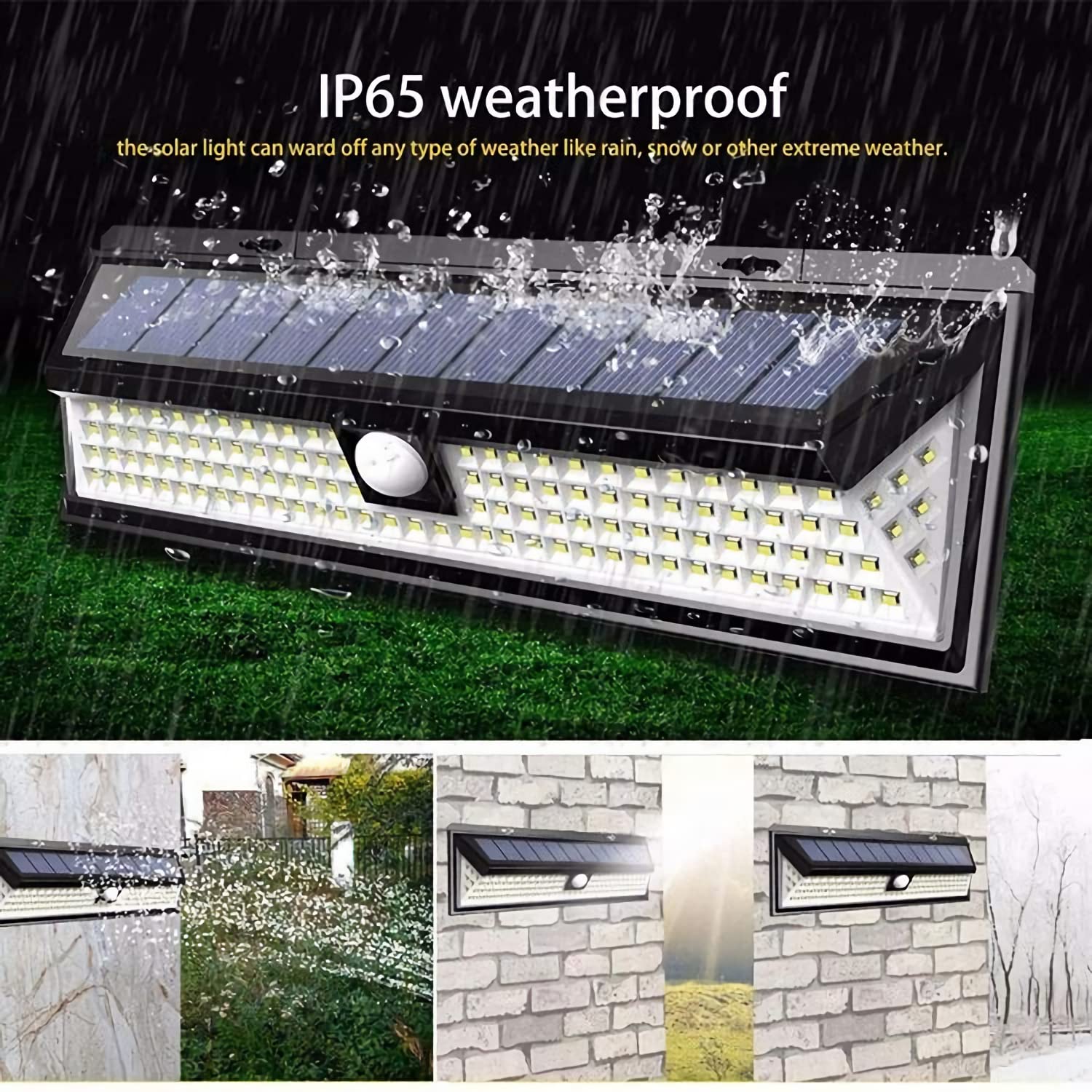 YI Lighting - Solar Light Outdoor, 118 LEDs PIR Motion Sensor Weatherproof for Wall Fence Garden