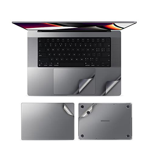 VFENG Premium 6-in-1 3M Protective Skin Decals for 2021~2023+ MacBook Pro 14.2-inch 14" M1 M2 M3(Model: A2442/A2779/A2992/A2918) with 2 Pack Screen Protector-Gray