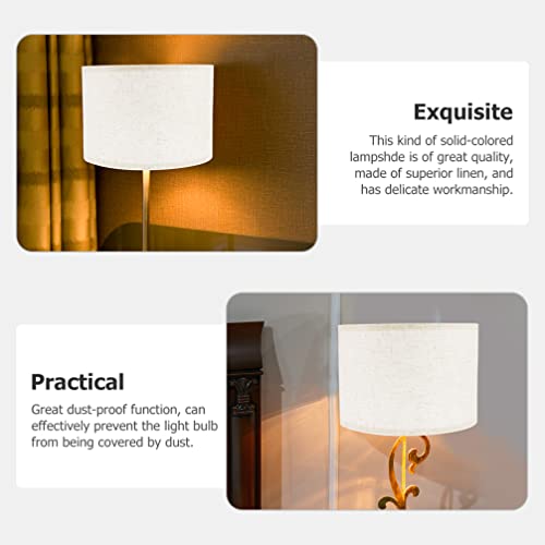 BESPORTBLE Lamp Shades, Small Lampshades 7.9 Top, Drum Lampshades, Natural White Linen Lampshades Hand Crafted Shades Replacement for Table Lamp, Floor Lamp