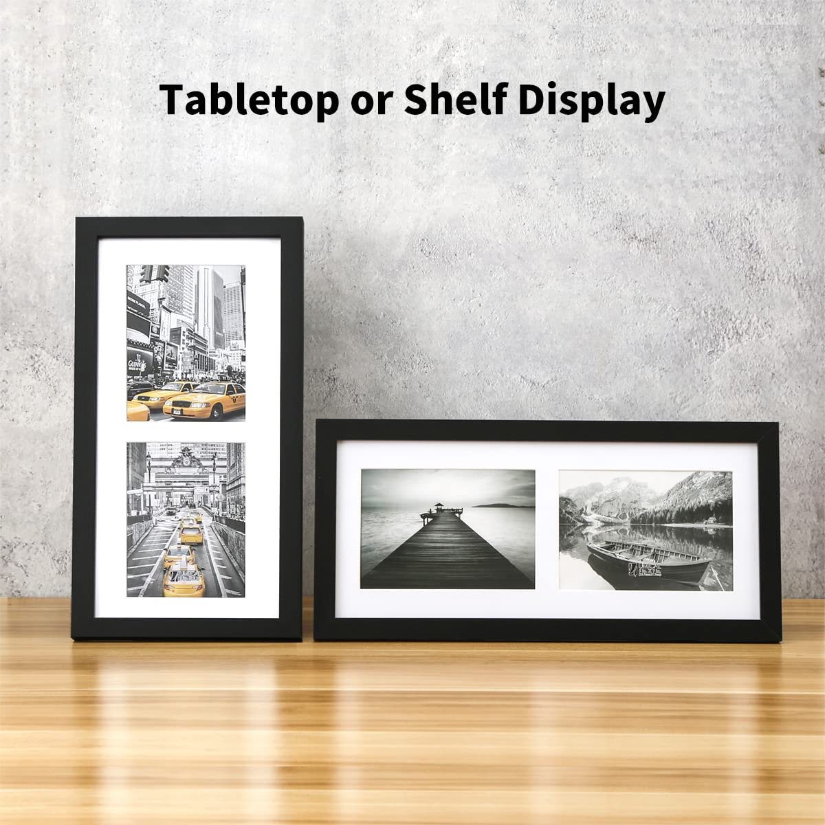 UMICAL 5x7 Picture Frame 2-Opening Collage Picture Frames Gallery Style Black Wood Landscape Photo Frames with HD Plexiglass for Tabletop Stand and Wall Mounting