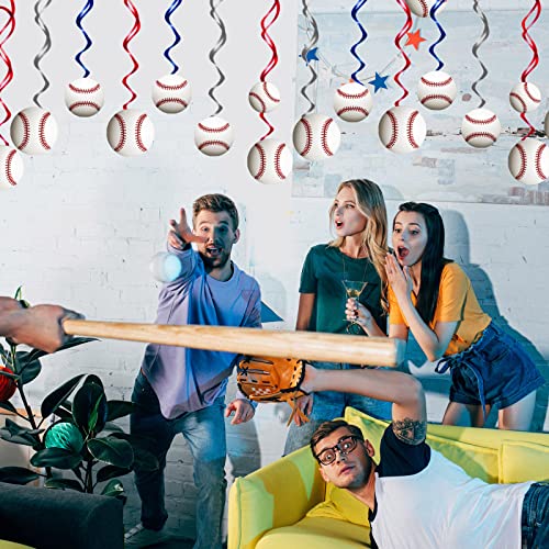 42 Pcs Baseball Hanging Swirls Decorations Baseball Birthday Party Streamers Wall Ceiling Hanging Spirals Baseball Party Decorations Supplies