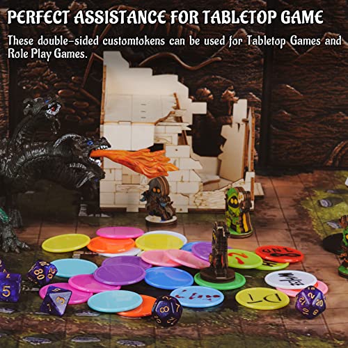 DND Wet & Dry Erase Tokens Set of 100 Colorful Blank Counters - 1.5" Customizable & Reusable Game Discs for Dungeons & Dragons, MTG, Bingo Clips and Any Tabletop RPGs