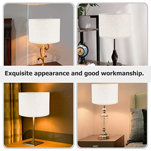 BESPORTBLE Lamp Shades, Small Lampshades 7.9 Top, Drum Lampshades, Natural White Linen Lampshades Hand Crafted Shades Replacement for Table Lamp, Floor Lamp