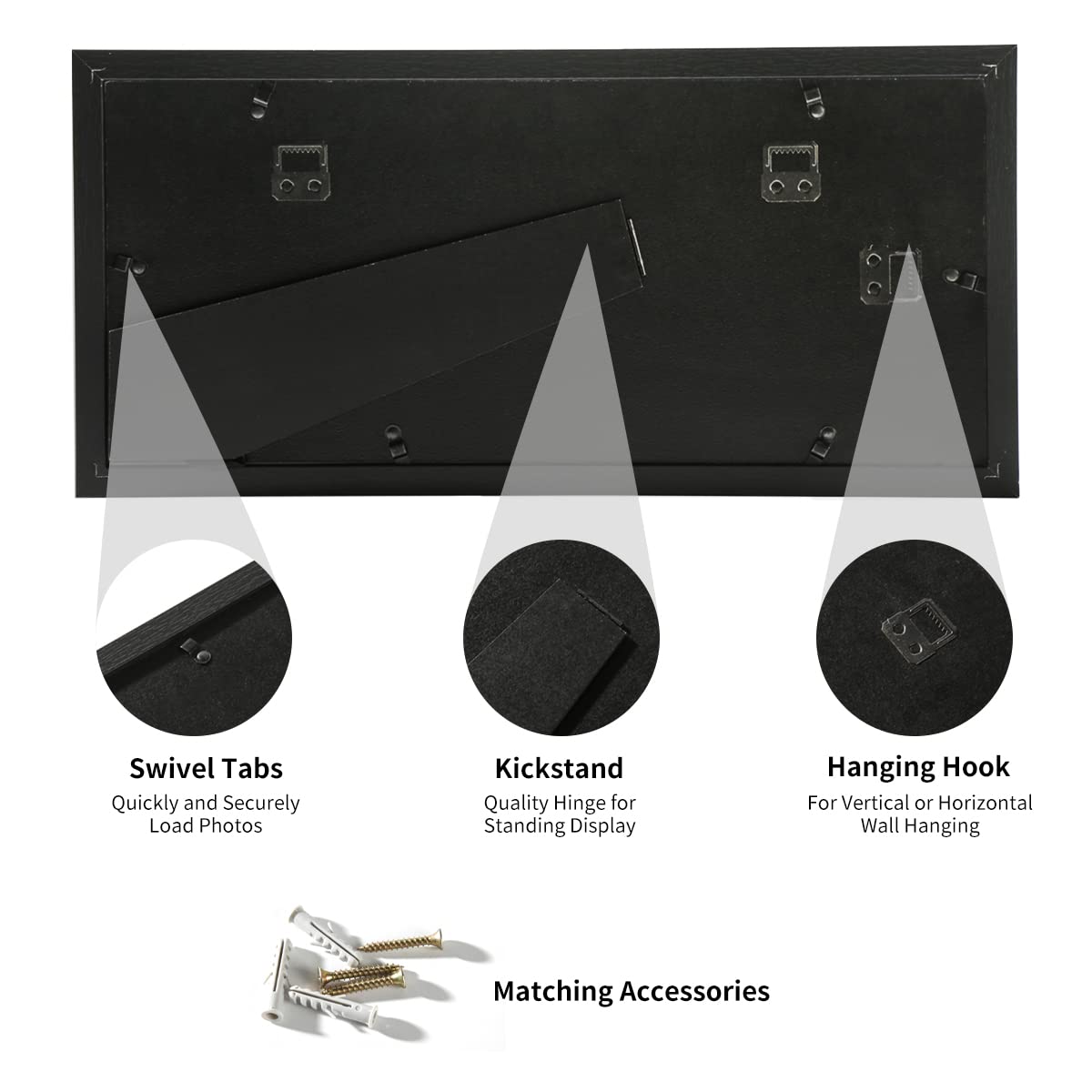 UMICAL 5x7 Picture Frame 2-Opening Collage Picture Frames Gallery Style Black Wood Landscape Photo Frames with HD Plexiglass for Tabletop Stand and Wall Mounting