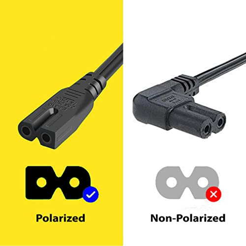 SHAFI® 10FT 2 Prong Power Cord - [UL] Polarized Power Cord NEMA1-15P to IEC-C7 - Replacement Figure 8 AC Power Cable Compatible with Vizio LED-HDTV D-E-M-Series, Sound Bar, Sewing Machine - 10-Feet