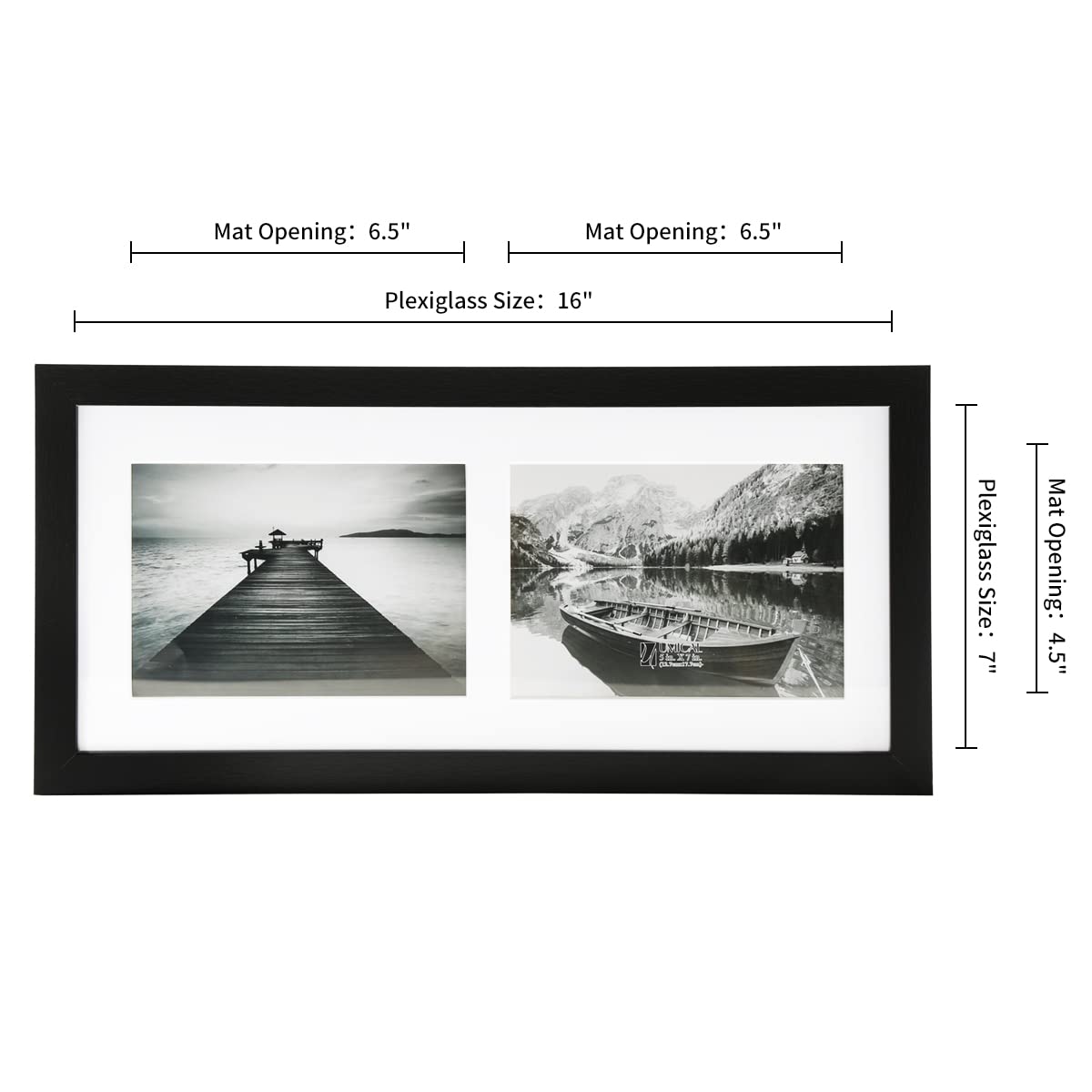 UMICAL 5x7 Picture Frame 2-Opening Collage Picture Frames Gallery Style Black Wood Landscape Photo Frames with HD Plexiglass for Tabletop Stand and Wall Mounting