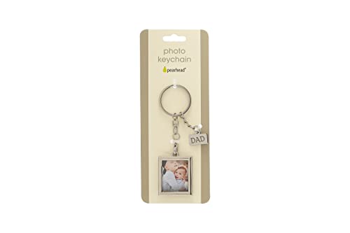 Pearhead Dad Charm Photo Keychain, Gender-Neutral Baby Girl or Baby Boy Keepsake, Father’s Day Accessories, Father Daughter or Father Son Keepsake Frame Keychain, Silver