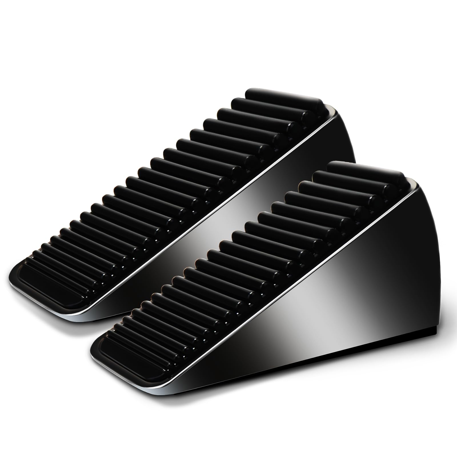AIMAXINKE 2Pc Strongest Large Door Stop - Heavy Duty Tall Door Stop Wedge Door Stoppers for Bottom of Door, Tall up to 2.6In Doorstop Zinc Alloy and Silicone Made Suits Any Heavy Door Any Smooth Floor