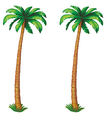 Beistle 2 Piece Durable Jointed Cardstock Paper Palm Trees Luau Birthday Decorations Summer Tropical Party Accessory Beach Theme Hawaiian Photo Prop Background