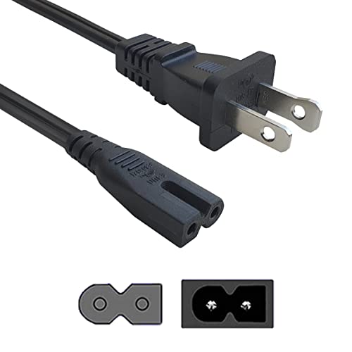 SHAFI® 10FT 2 Prong Power Cord - [UL] Polarized Power Cord NEMA1-15P to IEC-C7 - Replacement Figure 8 AC Power Cable Compatible with Vizio LED-HDTV D-E-M-Series, Sound Bar, Sewing Machine - 10-Feet