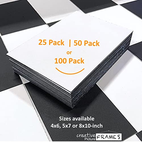 Creative Picture Frames 5x7-inch Black Board with White Back Face Acid Free 4-ply Mat Backer Board (Pack of 25)