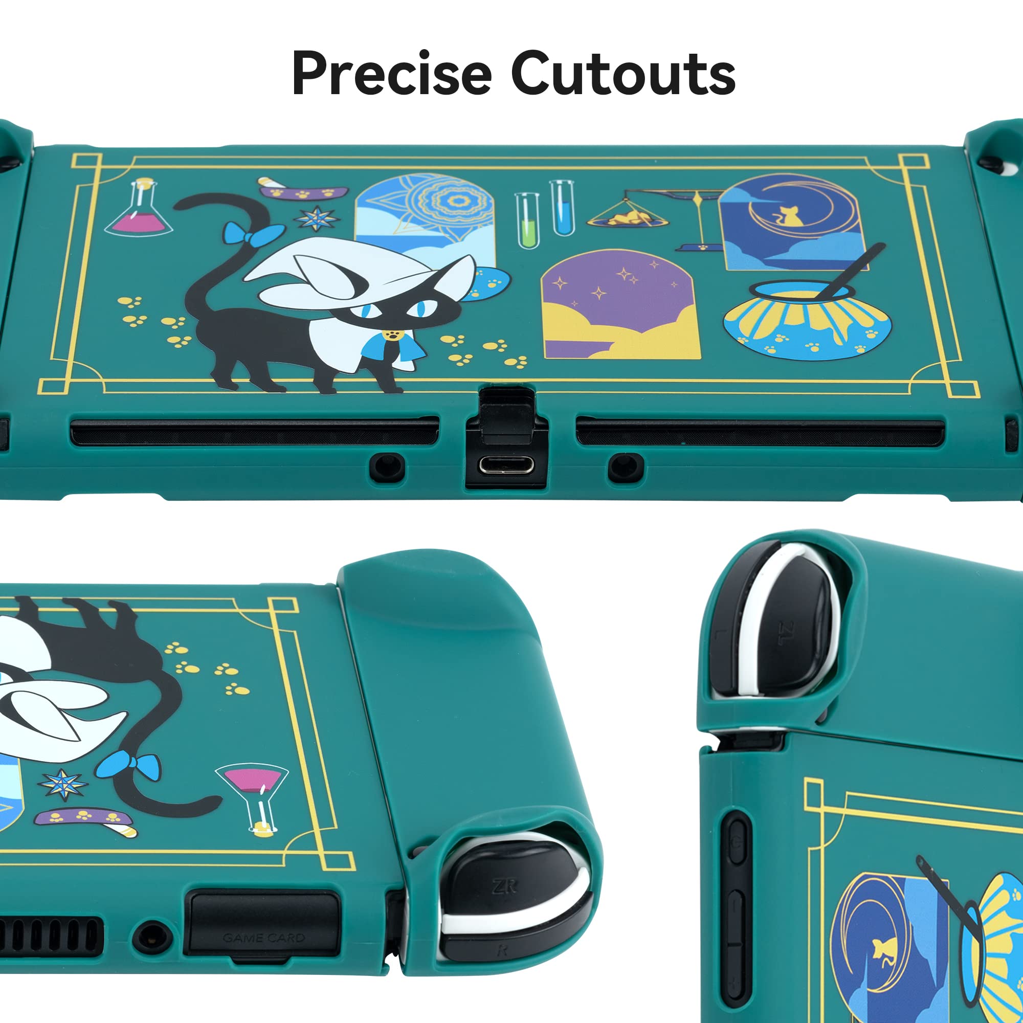 GeekShare Protective Case Slim Cover Case Compatible with Nintendo Switch OLED - Shock-Absorption and Anti-Scratch Skin Case for Switch OLED - Alchemy Cat (for OLED Model)