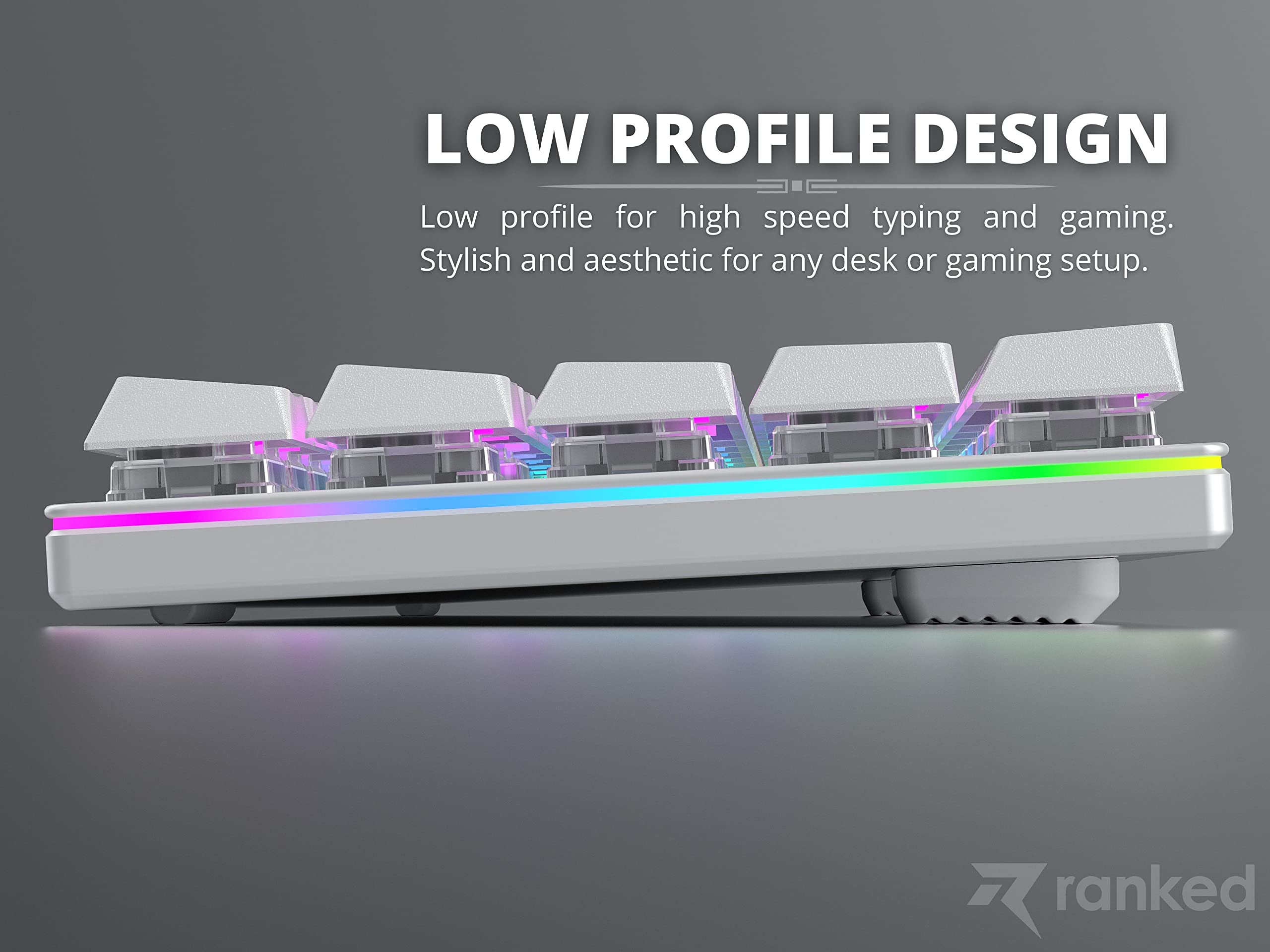 Ranked G65 Guardian 65% | Full Aluminum Frame | Ultra Slim Hot Swappable Mechanical Gaming Keyboard | 68 Keys Multi Color RGB LED Backlit for PC/Mac Gamer (White, Gateron Low Profile Brown)