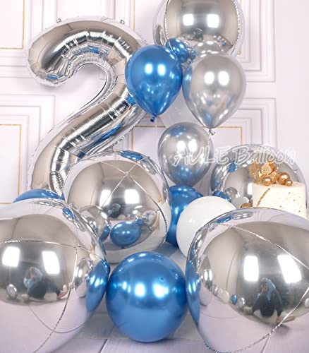 AULE Silver Orbz Balloon Decorations - Pack of 6, Jumbo 22 Inch 4D Metallic Silver Balloons, Large Foil Sphere Balloons, Big Round Mylar Balloons