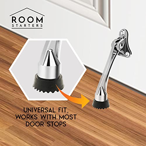 Kick Down Door Stop Ultra Grip Rubber Replacement Tip 10 Pack Threaded by ROOM STARTERS Style 1 (Black, 10 Pack)