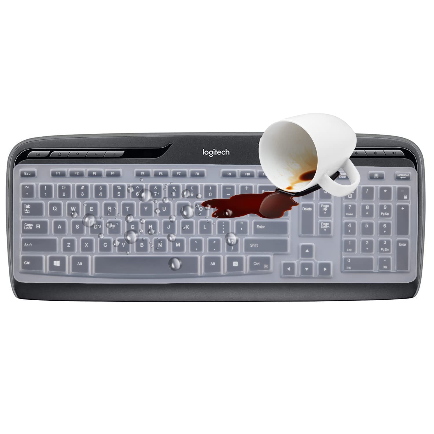 Keyboard Cover for Logitech MK320 K330 MK335 YR002/Y-R0009 Wireless Ultra Thin Silicone Keyboard Protector Skin Logitech MK320 K330 MK335 Accessories-Clear