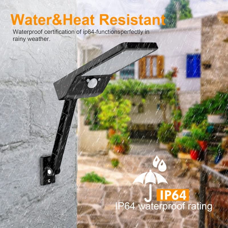 48 LED 800 LM Outdoor Solar Power Street Wall Lamp PIR Motion Sensor Garden Security Waterproof Remote Control Solar Light (Color : Black Solar Lamp)