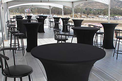 HAORUI 10pcs Stretch Cocktail Tablecloth 30" Spandex DJ Table Cover for Craft Exhibitions Wedding Party Show (30” Black)