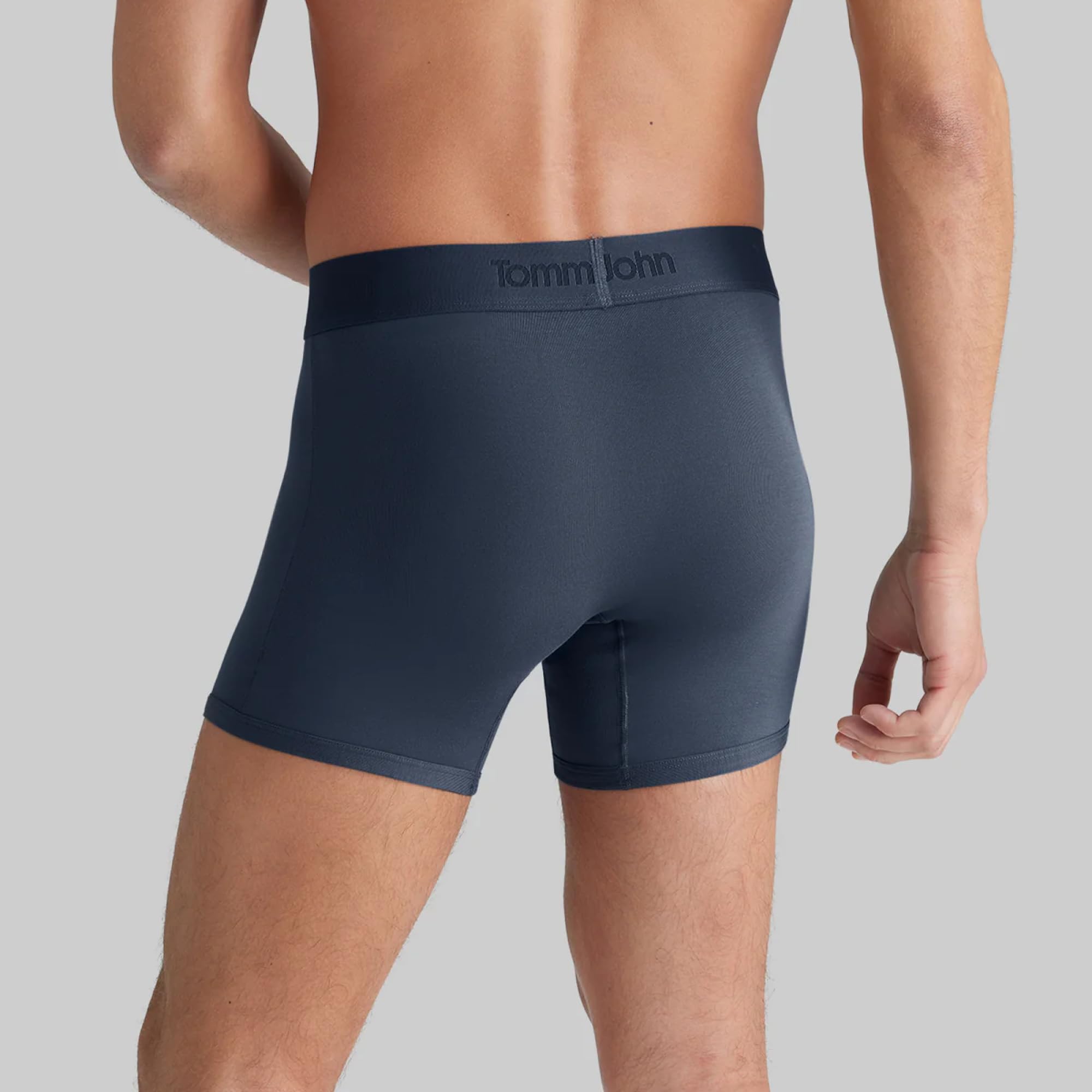 Tommy John Men's Trunk 4” Underwear, Second Skin Boxers with Supportive Contour Pouch, Soft Naturally Breathable Stretch Fabric Boxers for Men, Dress Blues, Large