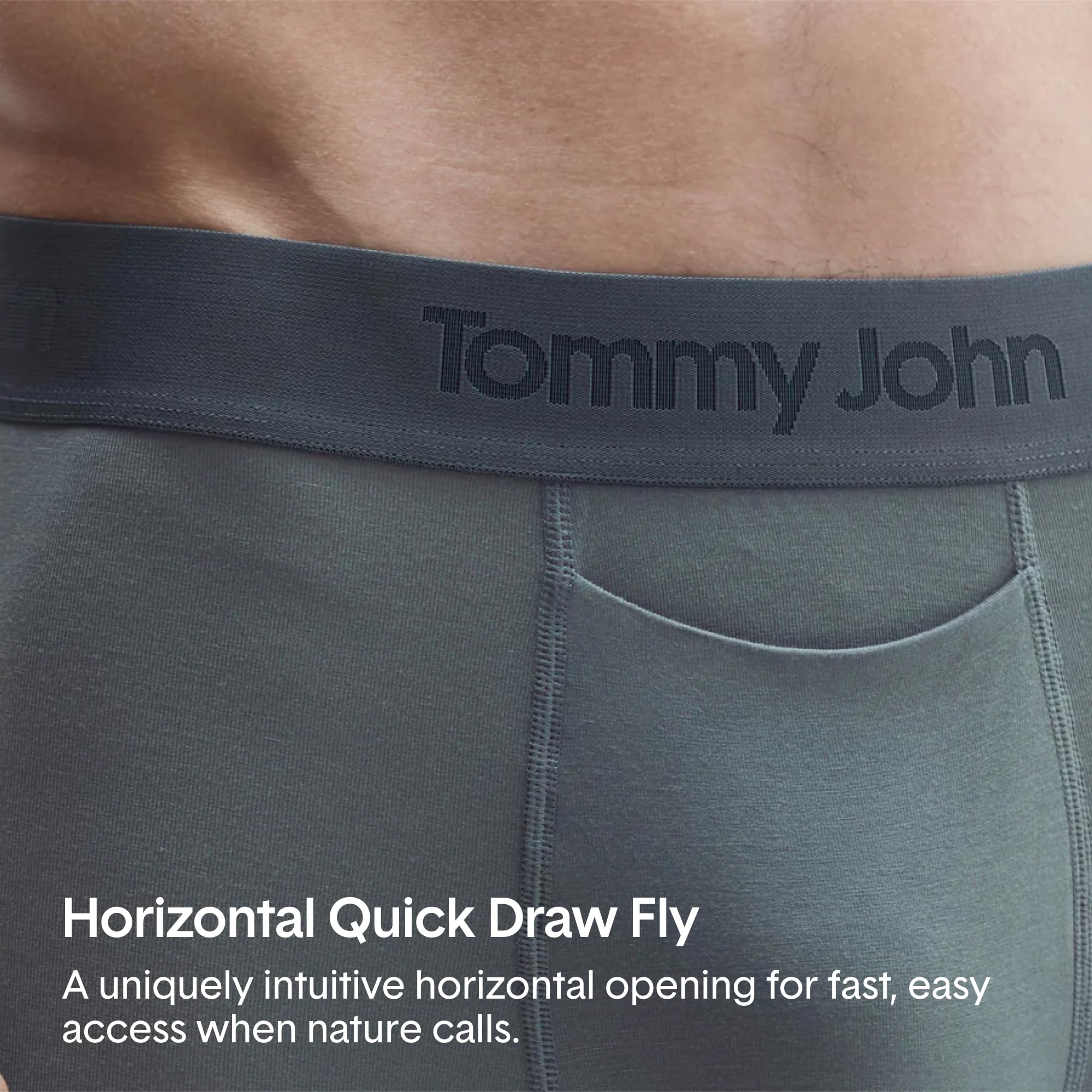 Tommy John Men's Trunk 4” Underwear, Second Skin Boxers with Supportive Contour Pouch, Soft Naturally Breathable Stretch Fabric Boxers for Men, Dress Blues, Large