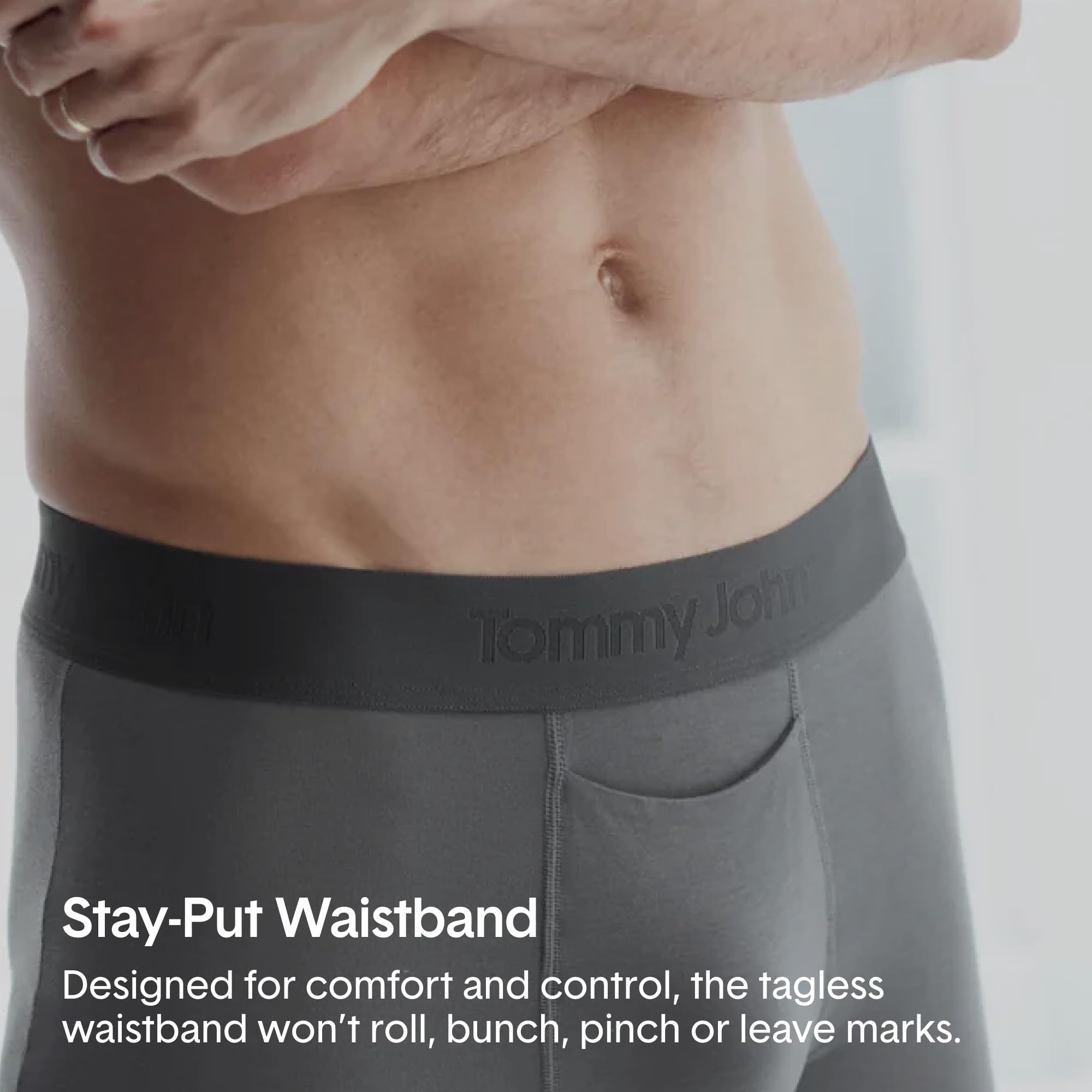 Tommy John Men's Trunk 4” Underwear, Second Skin Boxers with Supportive Contour Pouch, Soft Naturally Breathable Stretch Fabric Boxers for Men, Dress Blues, Large