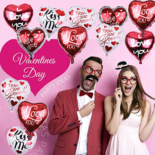 Happy Valentines Day Balloons Party Decorations Supplies - I Love You Kiss Me You are Loved Valentines Balloons Romantic Decorations