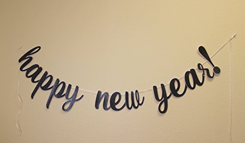All About Details Happy New Year! Cursive Banner (Black)
