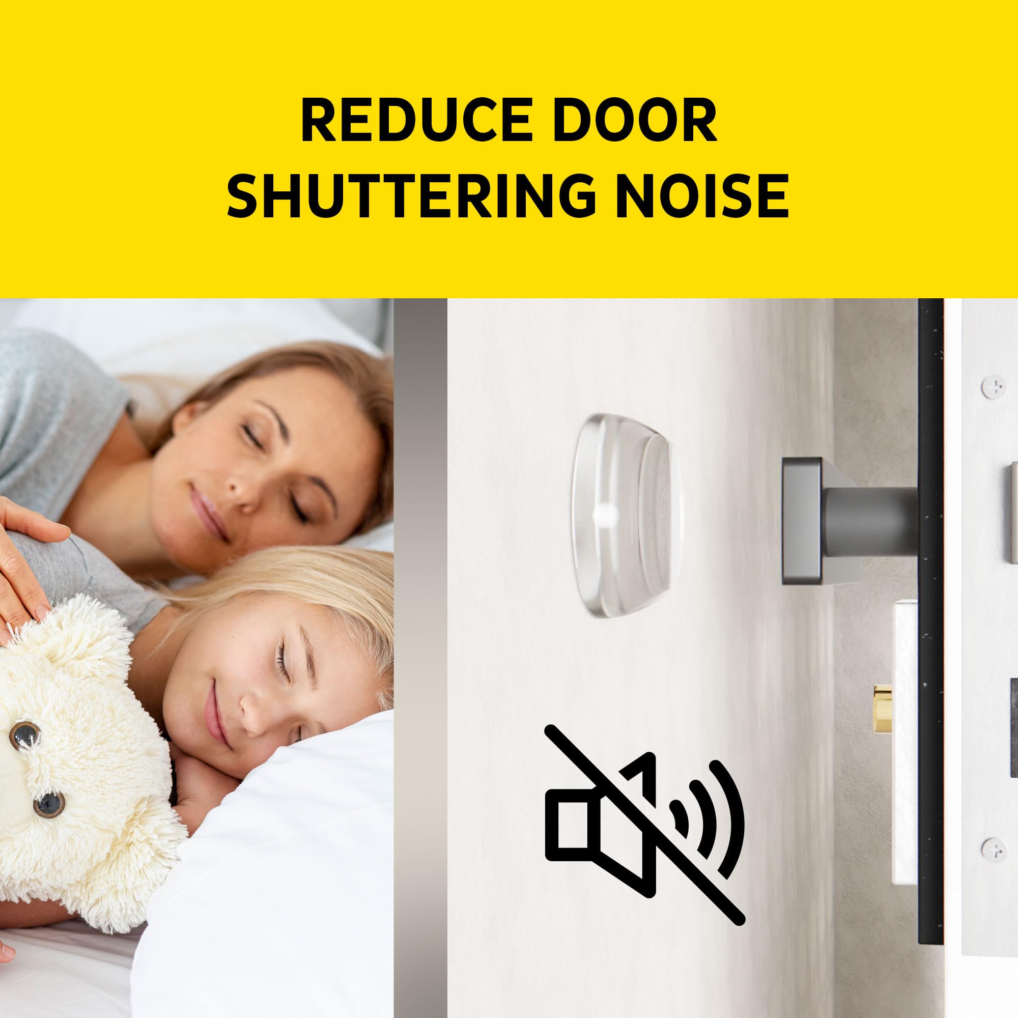 Door Stoppers Wall Protector - Durable Door Stops for Wall with Strong Adhesive - Easy to Install Wall Protectors from Door Knobs Damage (4 Pack, Clear)