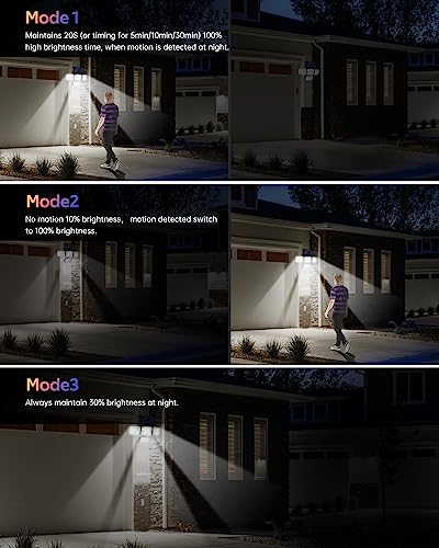 UTEBIT Solar Motion Sensor Flood Light, 4 Heads LED Security Lights, IP65 Waterproof Outdoor Wall Light, 3000LM Snowflake Lights, USB Chargeable 3 Modes Garden Yard Solar Lights for Outside