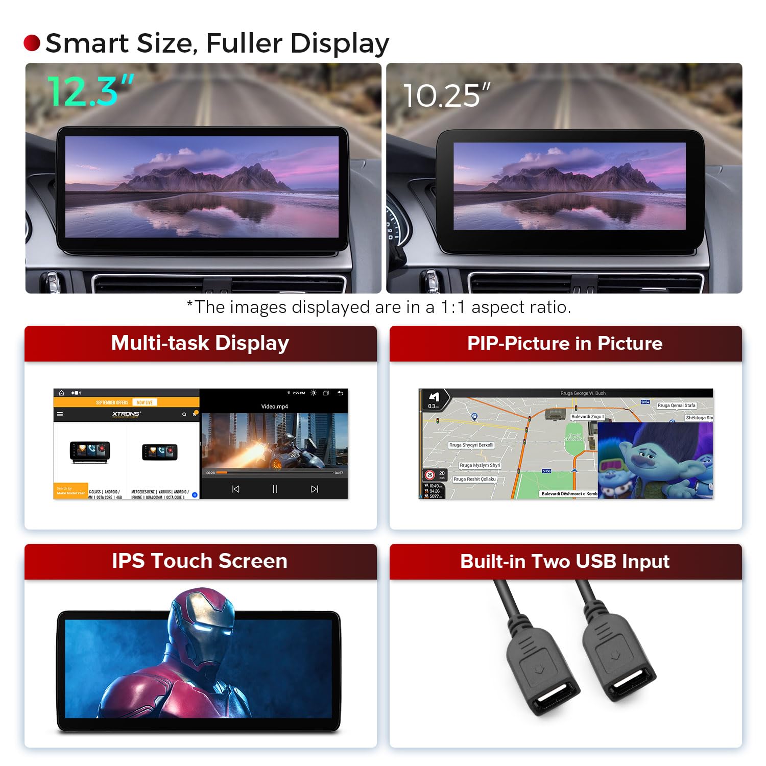 XTRONS 12.3 Inch Android 13 Car Stereo for Audi A4 S4 RS4 A5 S5 RS5 B8, IPS Touch Screen 4+64GB Global 4G Car Radio GPS Navigation Support Wireless Car Play Android Auto