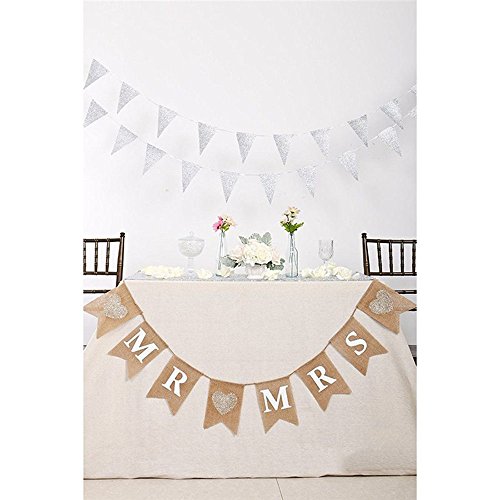 FQTANJU MR and MRS Burlap Flag, Linen, Natural fiber, Environmental, Protection, 8 Pcs Flag / Set.